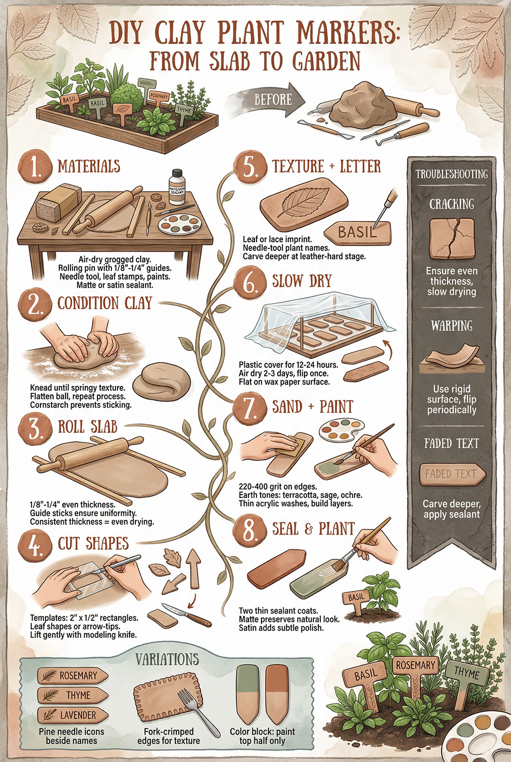 How to Make Your Own Clay Plant Markers - Clayelle